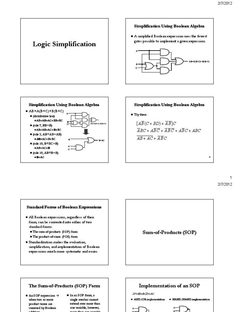 08 LogicSimplification | PDF | Abstract Algebra | Mathematical Logic