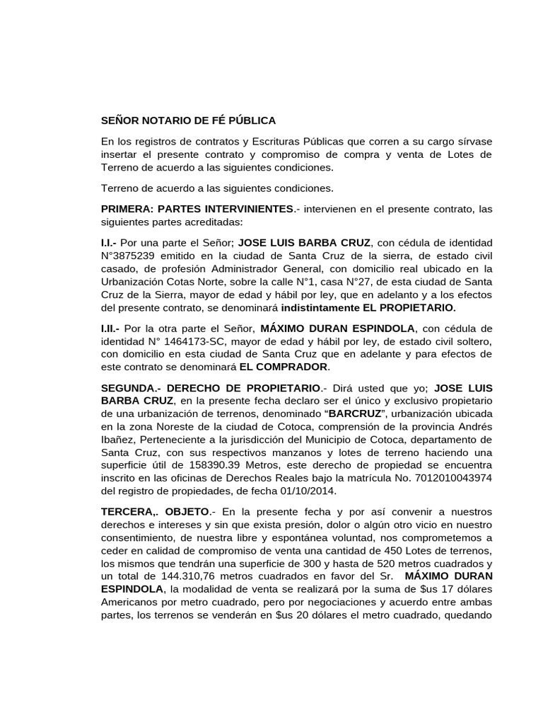 Contrato-Maximo Duran | PDF | Propiedad