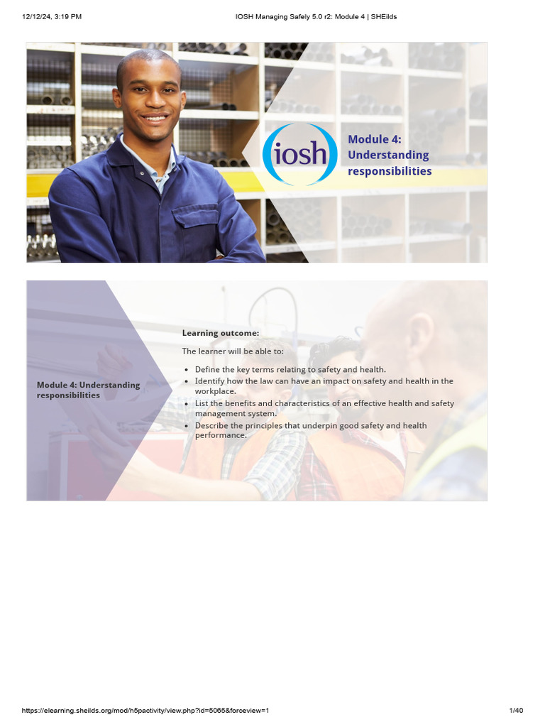 IOSH Managing Safely 5.0 r2 - Module 4 - SHEilds | PDF | Negligence ...