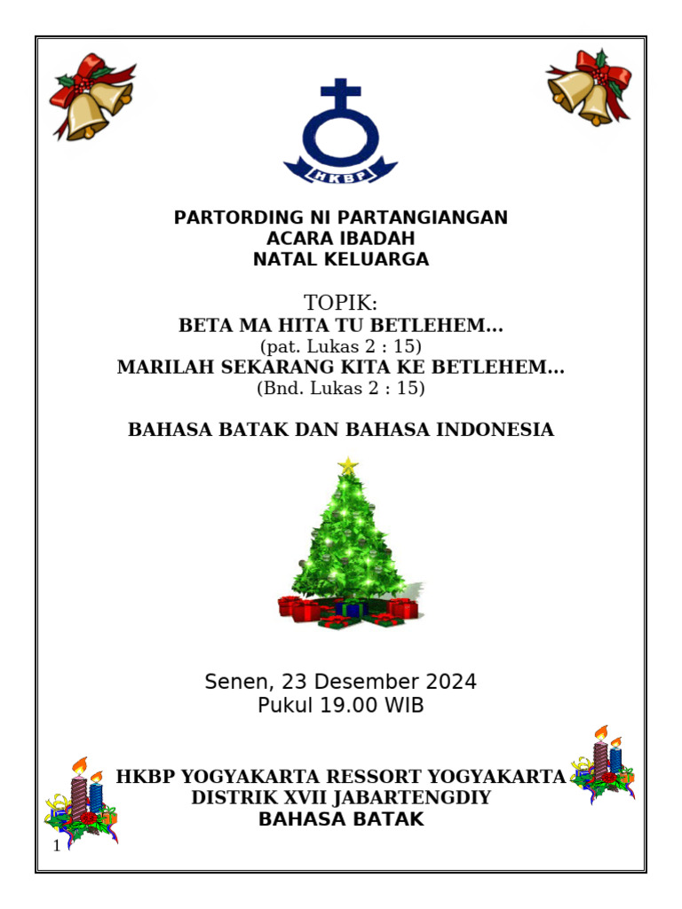 Cetak Acara Natal Keluarga Bhs Batak Dan Bhs Indonesia | PDF