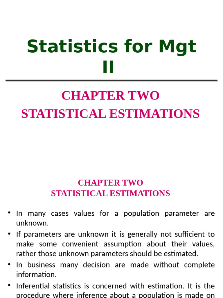 Stat II Ch-2 | PDF | Estimator | Bias Of An Estimator