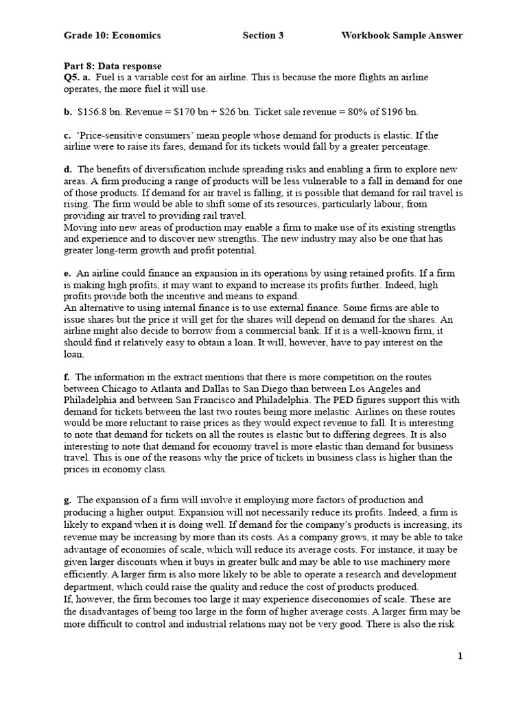 Economics WB - Section 3 Part 8 - Q5 Sample Answer | PDF | Demand ...