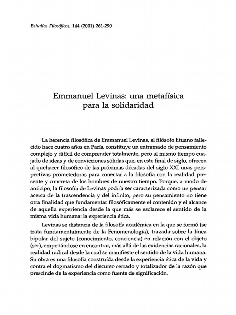 Metafísica en Levinas | PDF | Metafísica | Realidad