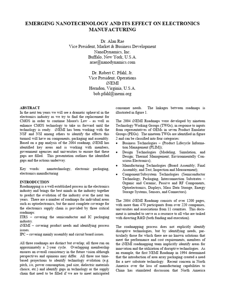 Emerging Nanotechnology Paper | PDF | Nanotechnology | Physical Sciences