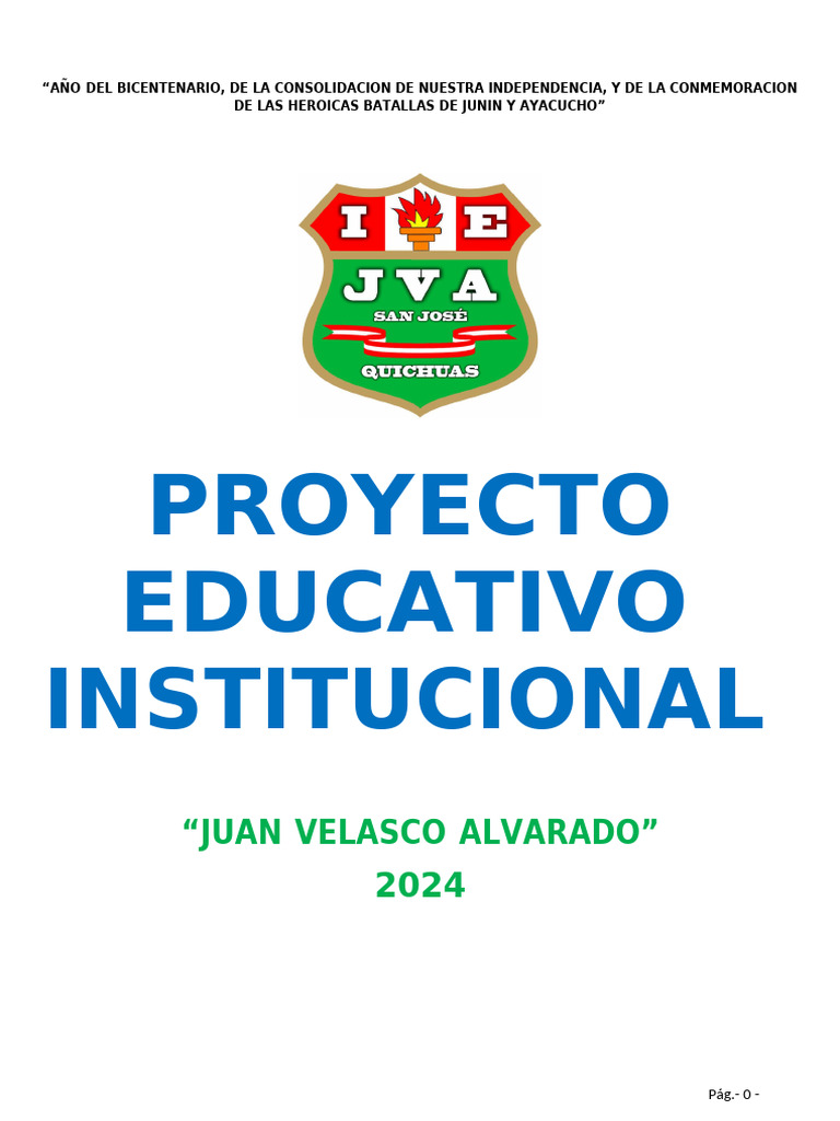 PEI 2024 JVA Actualizado | PDF | Aprendizaje | Plan de estudios