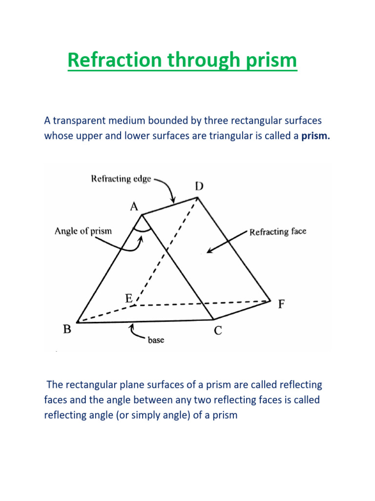 Refraction Through Prism FULL NOTE | PDF | Physical Phenomena | Atomic