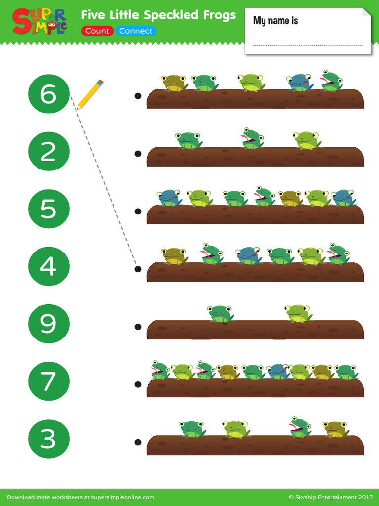 Five Little Speckled Frogs Worksheet Count Connect | PDF