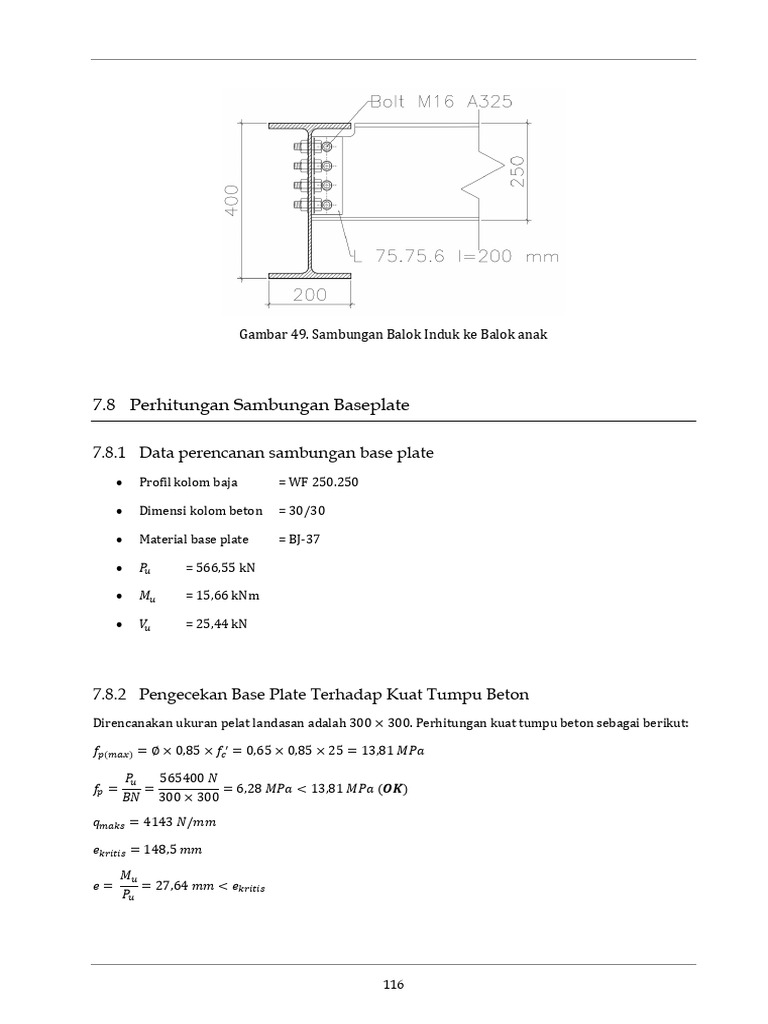 Perhitungan Sambungan Baseplate Kolom | PDF