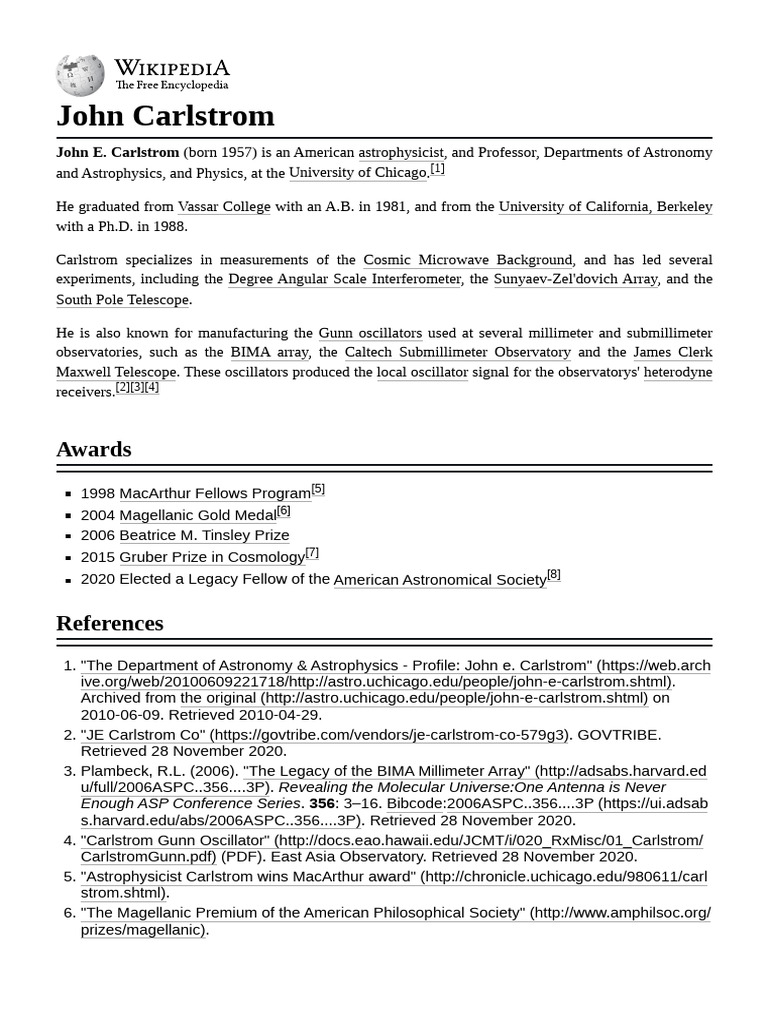 John_Carlstrom | PDF | Astronomy | Observational Astronomy