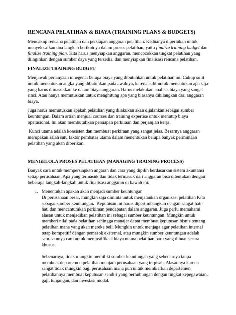 RENCANA PELATIHAN | PDF