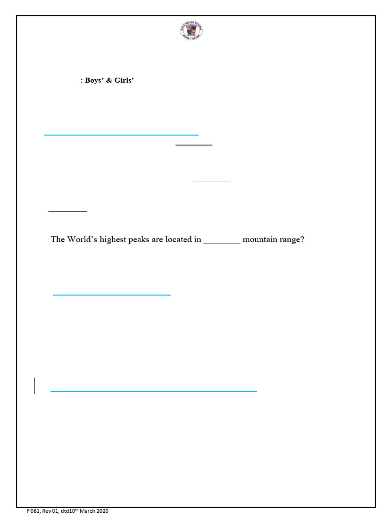 Class 6 Geography: Our Country India Worksheet | PDF | Indian ...