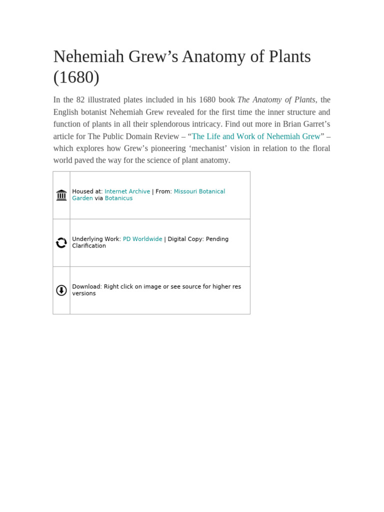 Nehemiah Grew | PDF