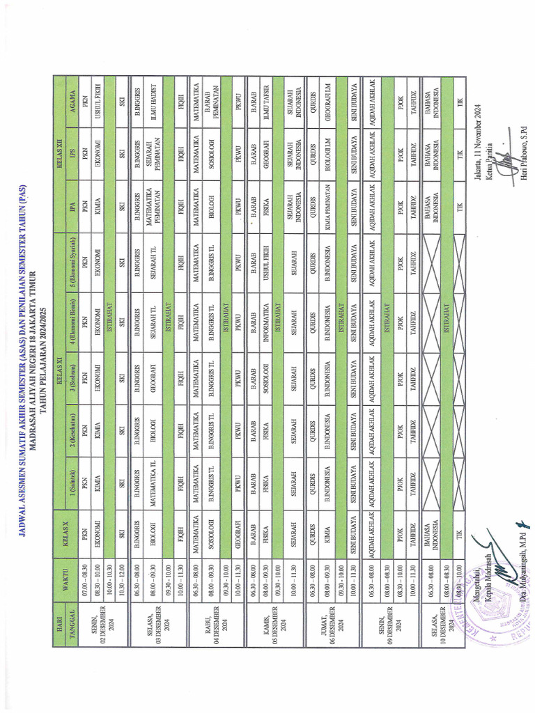 Jadwal Asas Dan Pas 2024 | PDF
