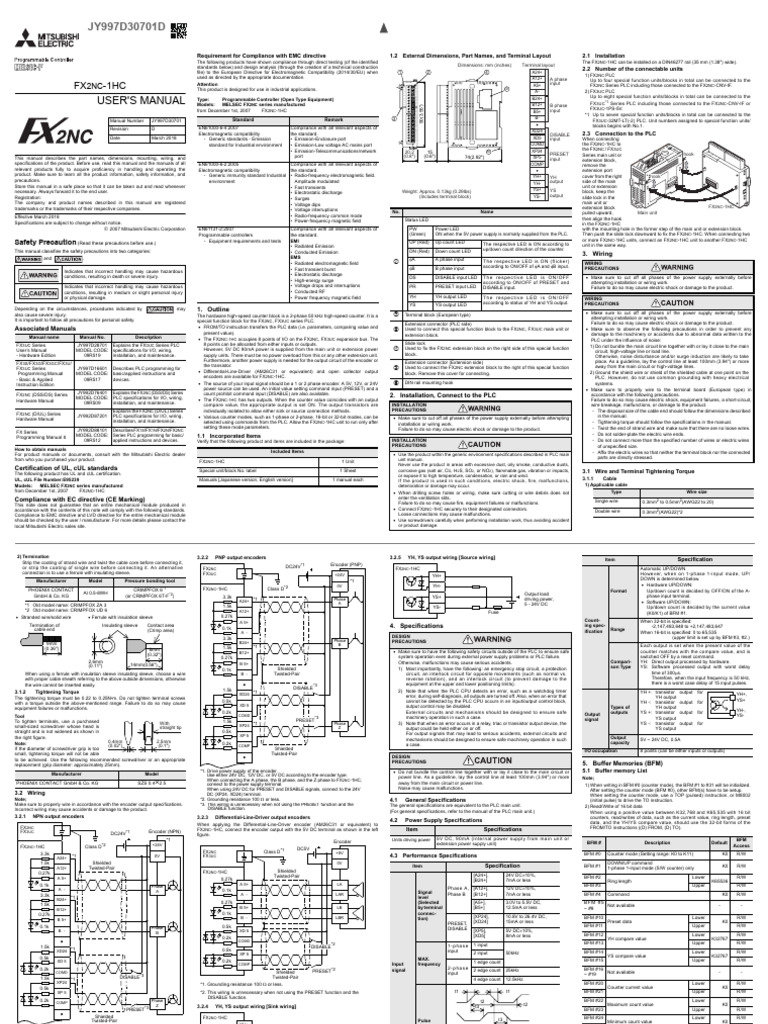 FX2NC-1HC Hi Speed Modulr | PDF | Programmable Logic Controller | Power Supply