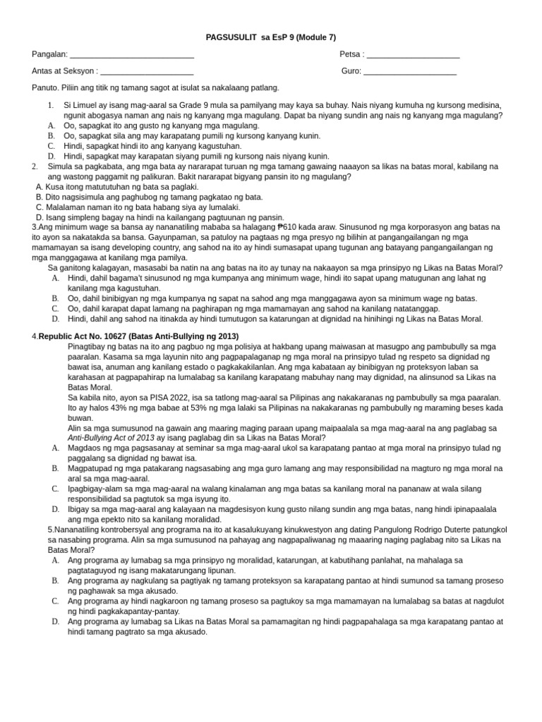 Long Test 2 Q2 1 | PDF