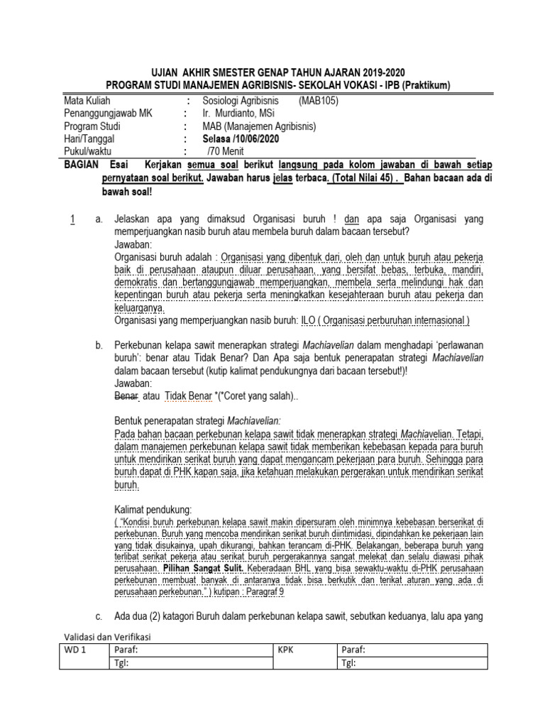 Soal Uas Sosbis Esai Prakt 2020 | PDF