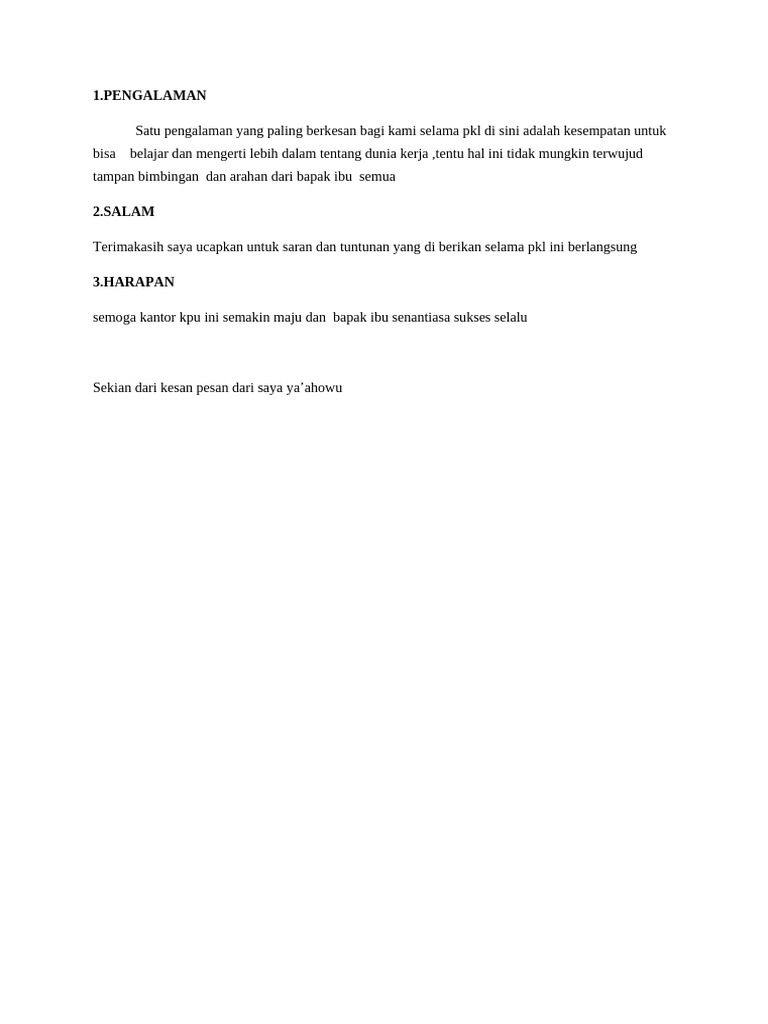 Kesan Pesan Pamitan | PDF