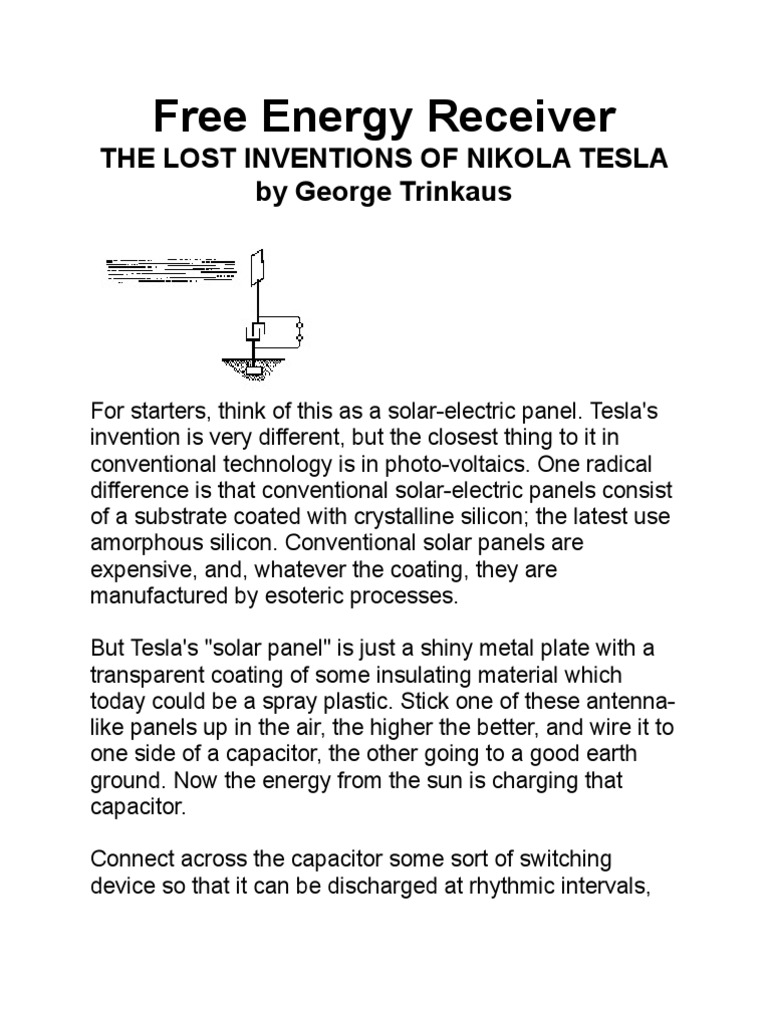 Free Energy Receiver - The Lost Inventions of Nikola Tesla | Nikola ...