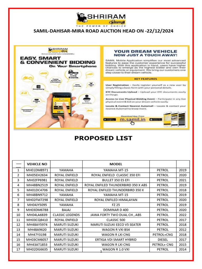 Samil-Dahisar Auction 22.12.2024 (2) | PDF | Motor Vehicle | Motor ...