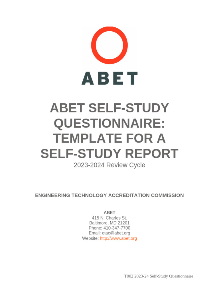 T002-ETAC-Self-Study-Template - 23-24 | PDF | Curriculum | Evaluation