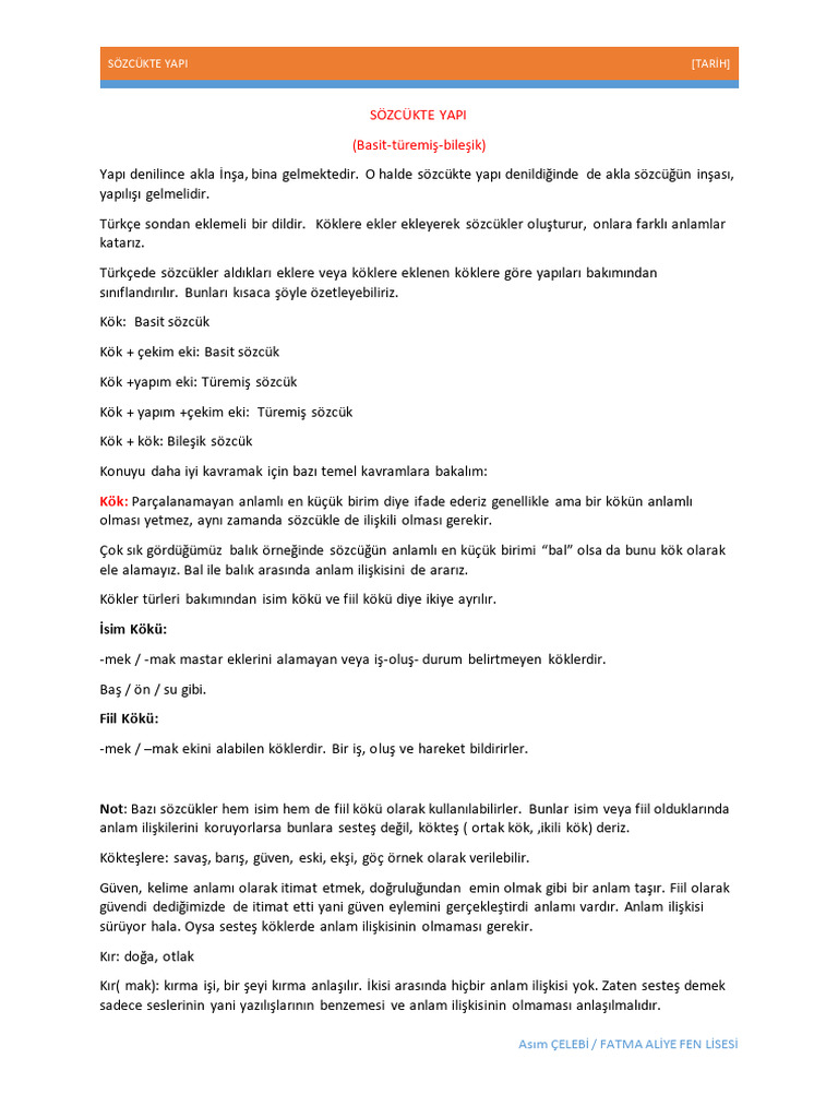 Sözcükte Yapi | PDF