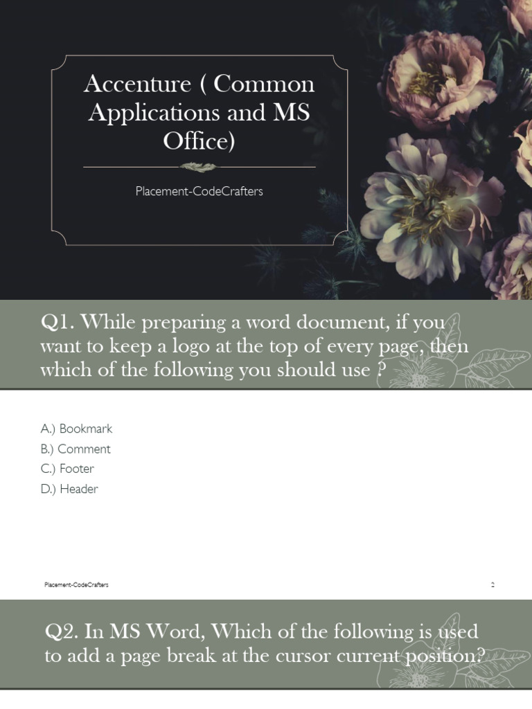 Accenture 6 (Common Applications and MS Office) | PDF | Microsoft Word ...