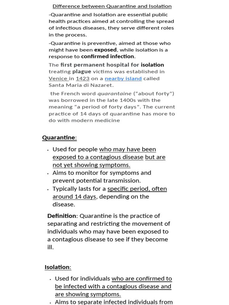 Quarantine &isolation | PDF | Quarantine | Infection