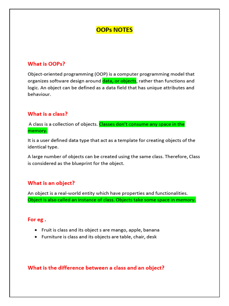 OPPs Notes | PDF | Method (Computer Programming) | Class (Computer ...