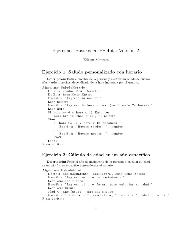Pensamiento Computacional Pseint V2 Pdf Informática Ciencias De La Computación