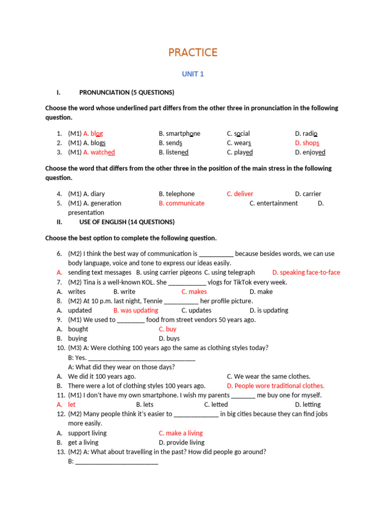 Đề cương ôn tập HK1 - TA9 RO - Key | PDF | Healthy Diet | Foods