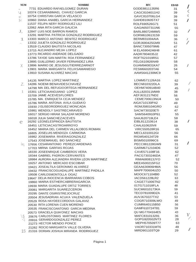 Employee List with RFC and Age | PDF
