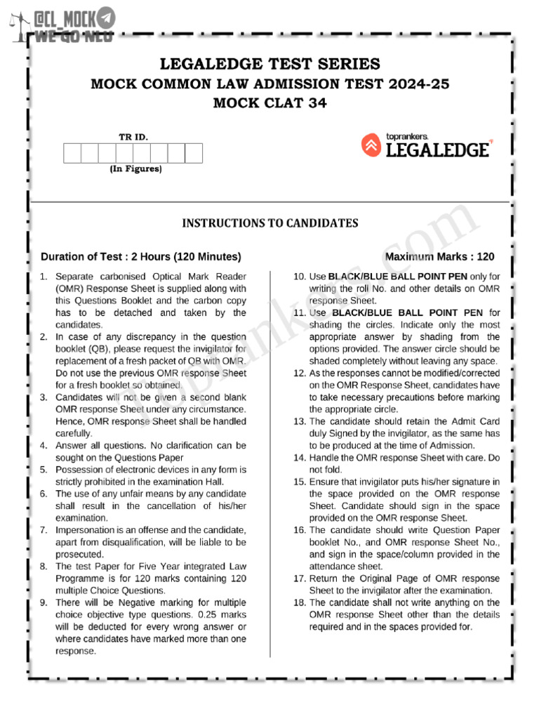 Mock CLAT 34 | PDF