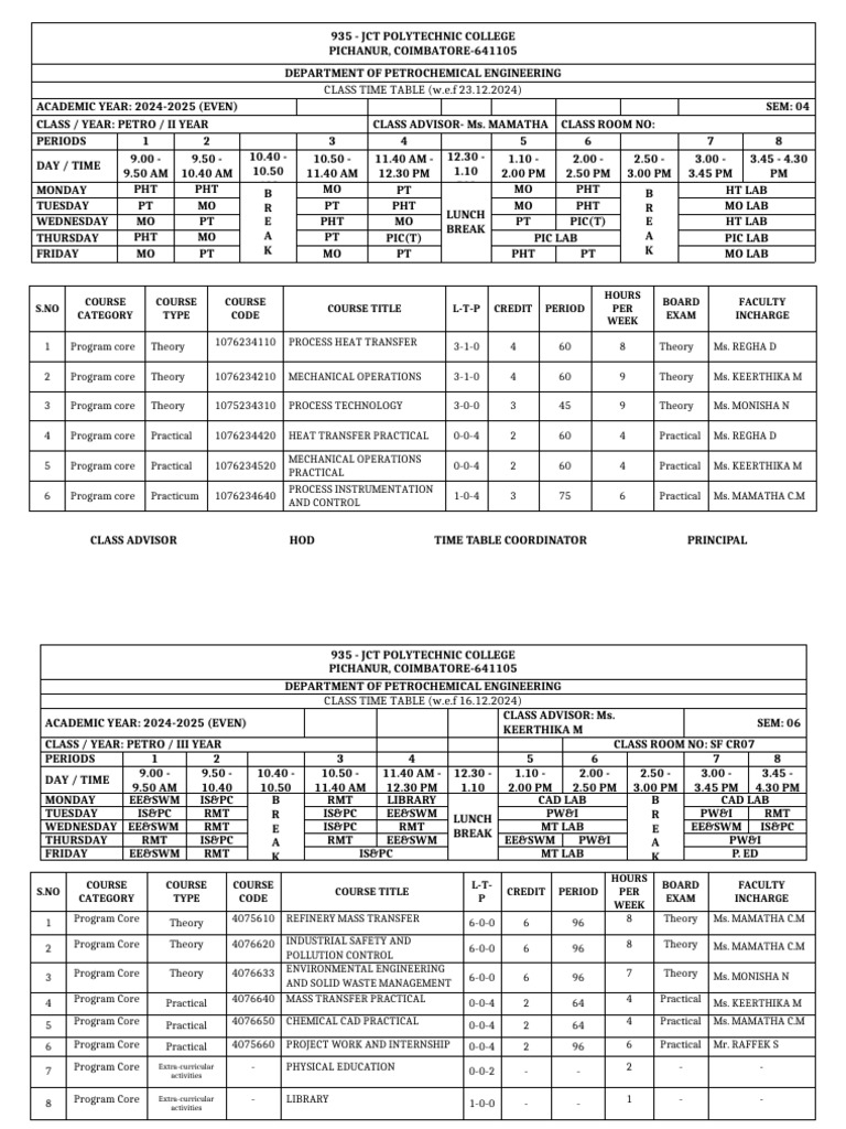 Even Semester Time Table | PDF | Human Impact On The Environment | Pollution
