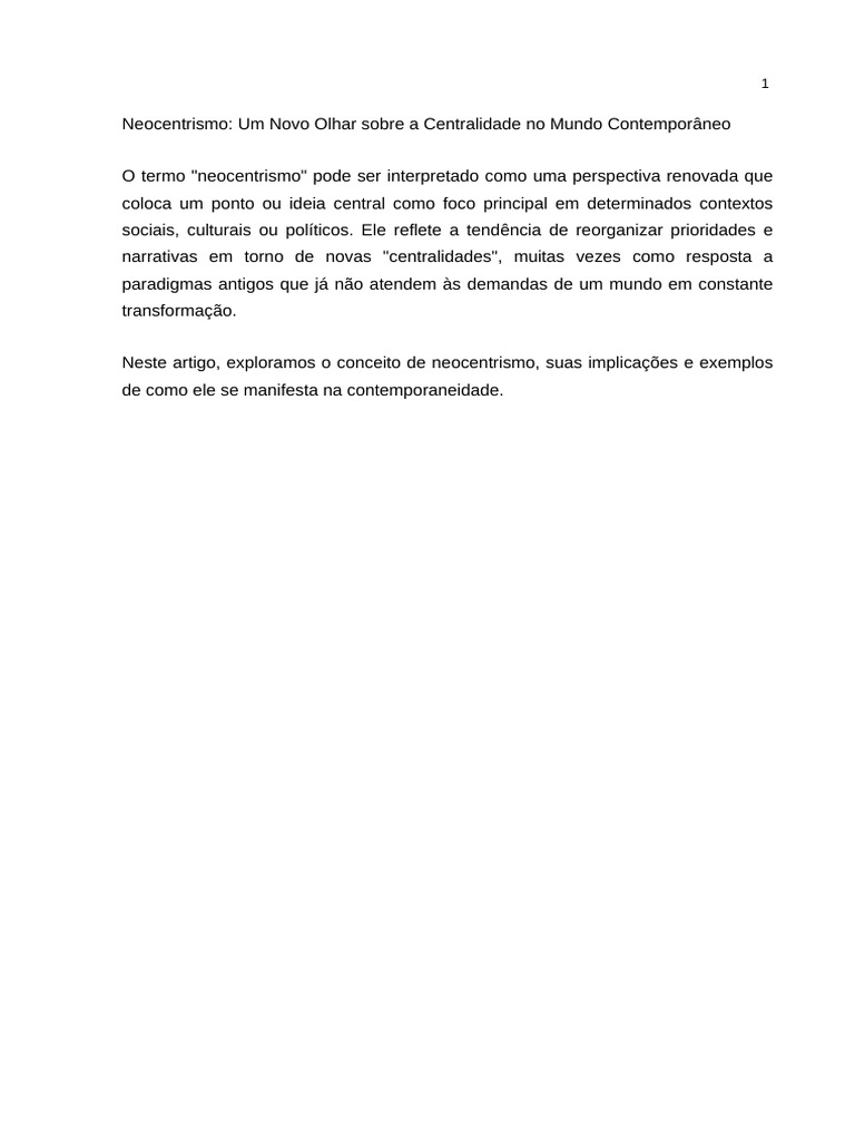 Neocentrismo | PDF