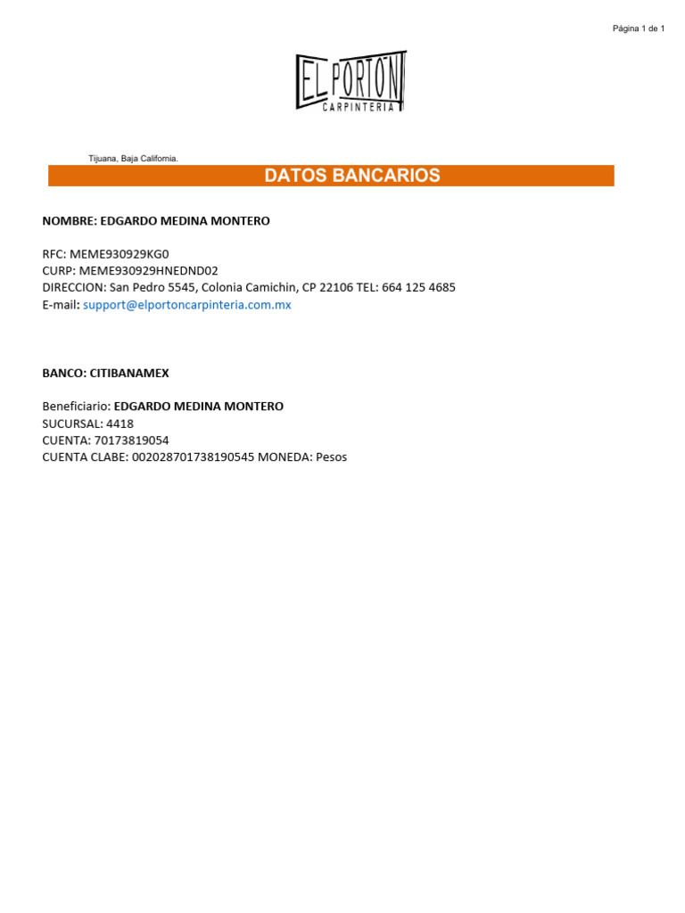 El Porton Datos Bancarios | PDF