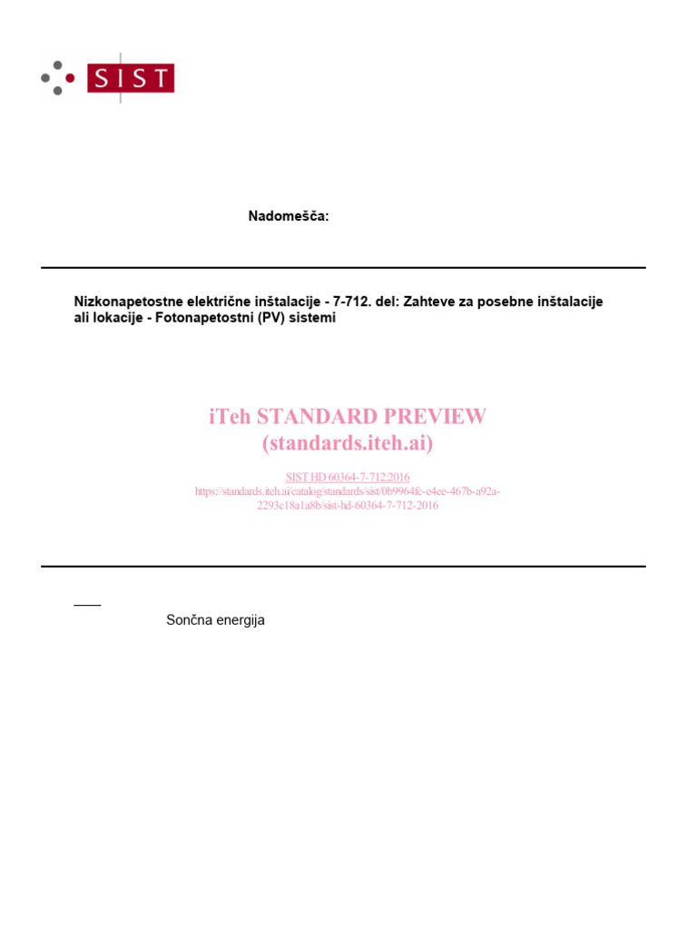 Sist HD 60364 7 712 2016 | PDF | Photovoltaics | Solar Panel