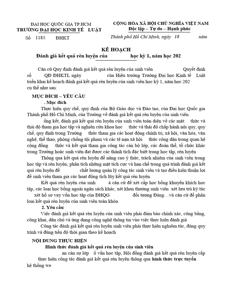 Ke Hoach Danh Gia KQRL HK1 2024 2025 Signed 4 | PDF