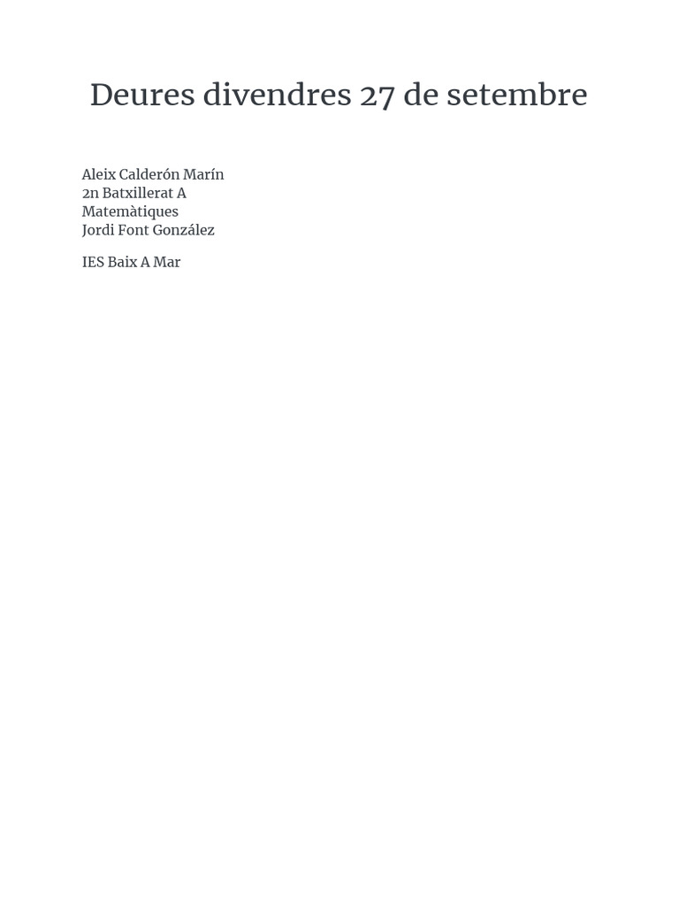 Deures Dijous 27 de Septembre | PDF