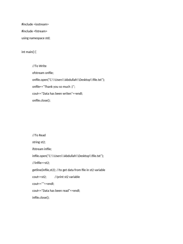 C++ File Operations: Read, Write, Delete | PDF