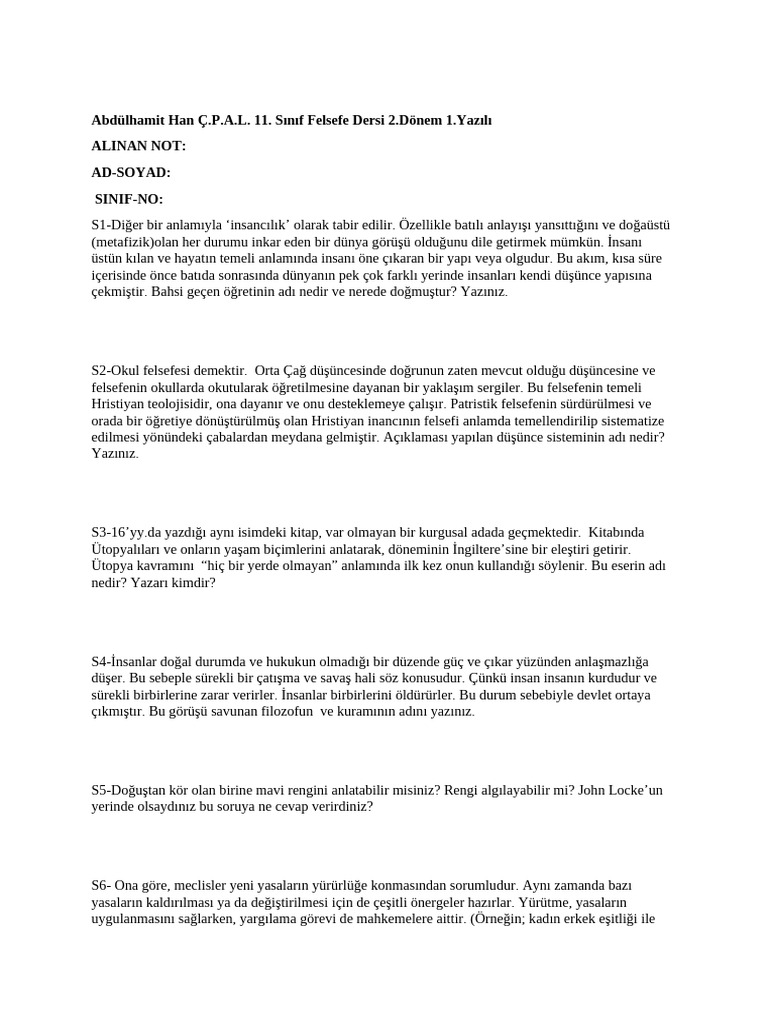 11 Felsefe 2.dn.1.sn | PDF