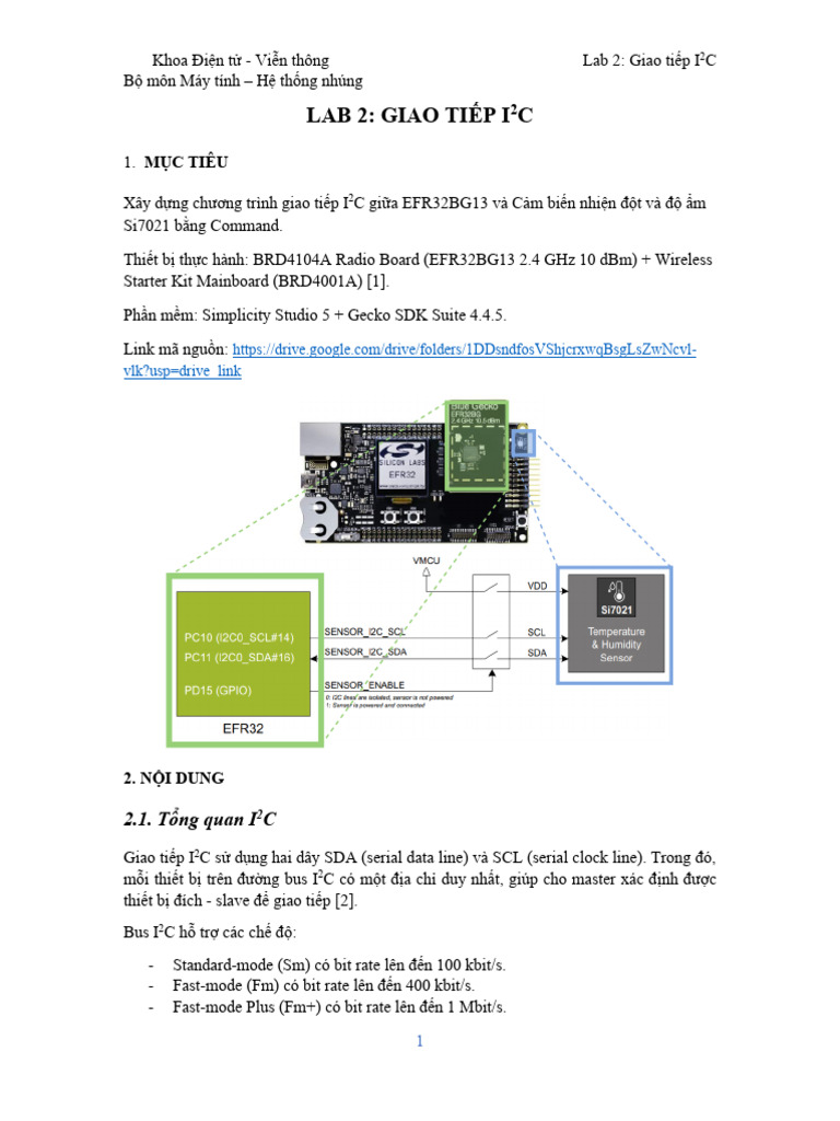 Lab 2 I2C SI7021 | PDF