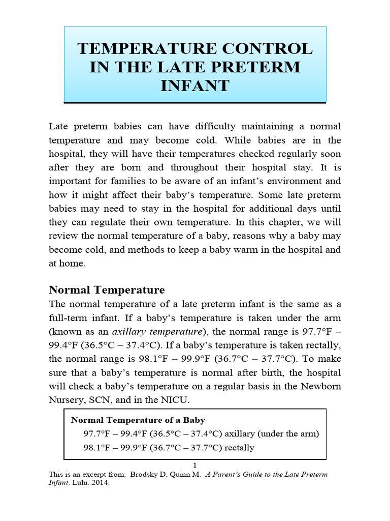 Temperature Control Late Preterm Infant | PDF | Neonatal Intensive Care Unit | Infants