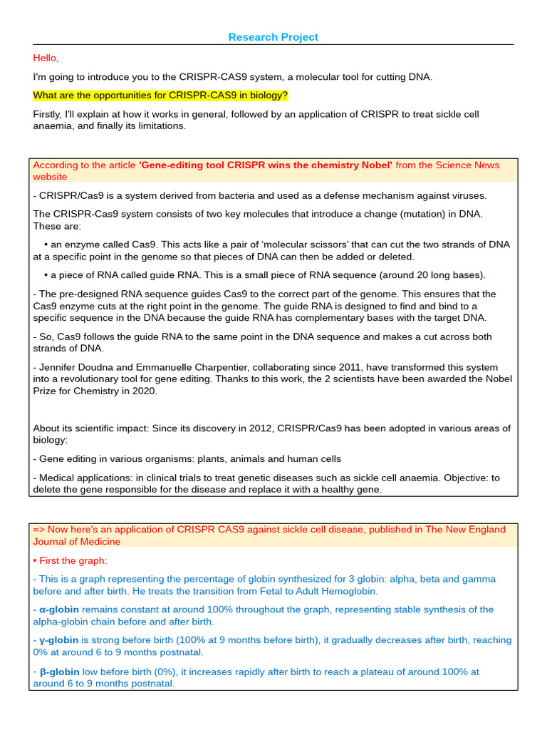 projet crispr cas9 | PDF | Crispr | Dna