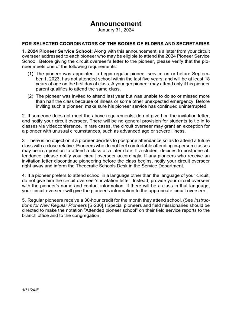 FOR SELECTED COBE AND SECRETARIES Corr - E - 20240131 | PDF