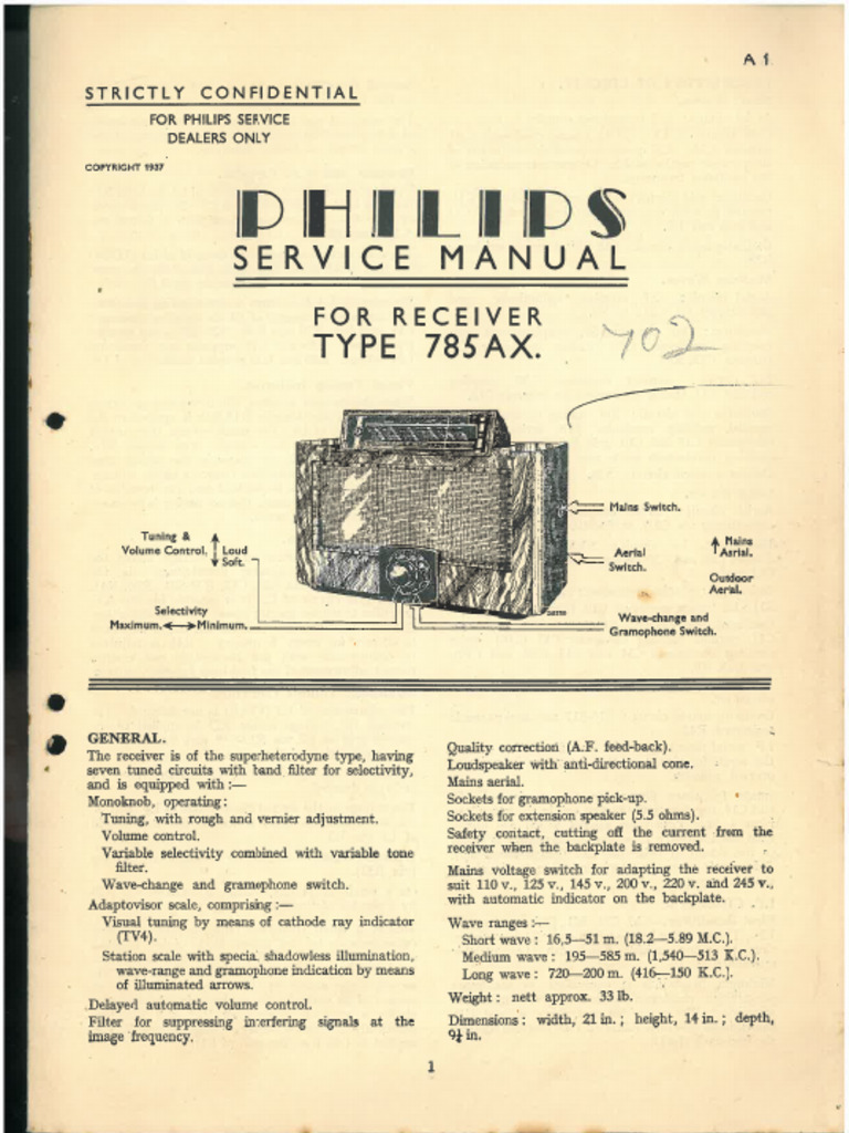 Philips 785AX-702-5V-AW-AC-1937 Service Manual | PDF