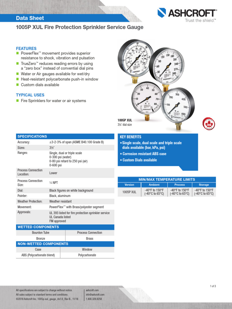 Manometro Listado Ashcroft | PDF | Pressure Measurement | Materials