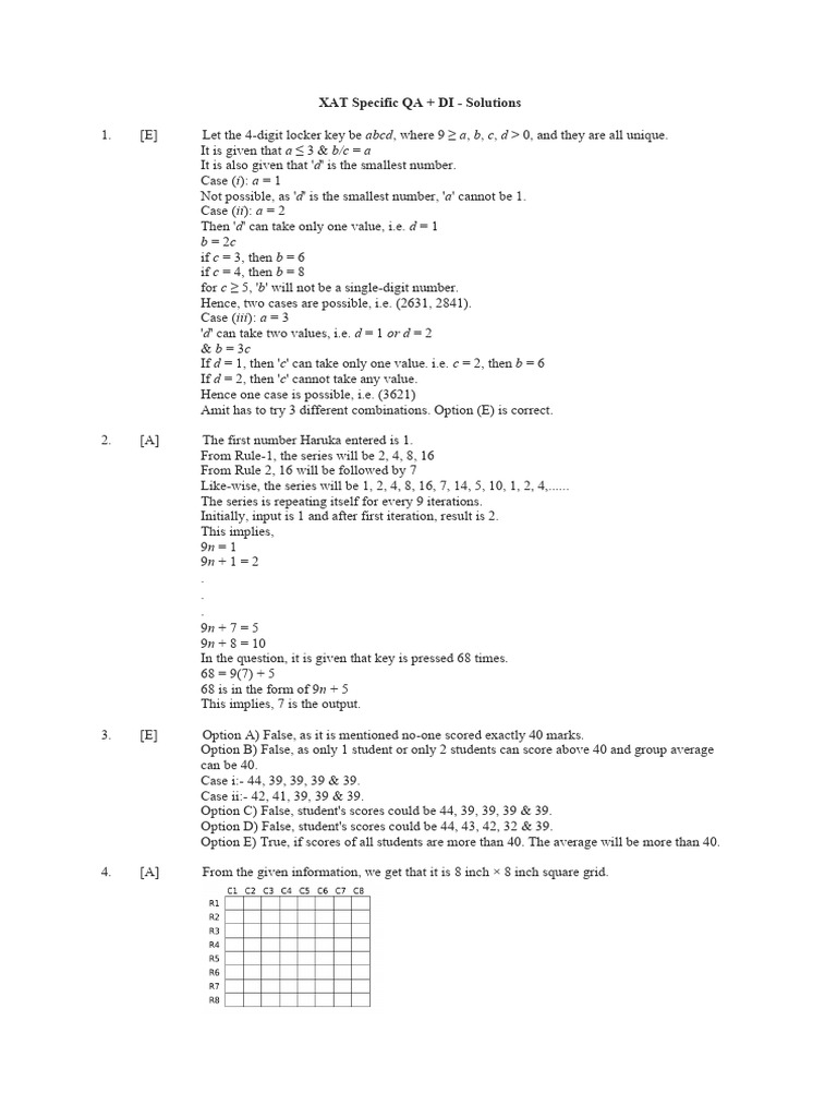 XAT 2023 QA+DI Solutions | PDF | Factorization | Elementary Mathematics