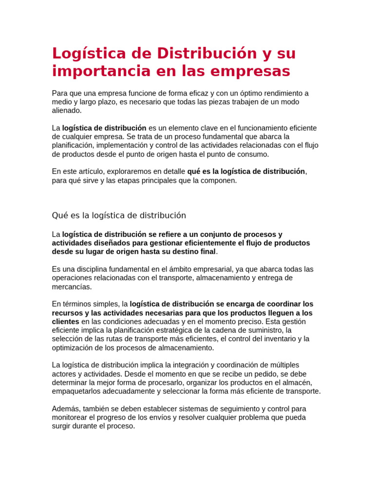Logística de Distribución Empresarial | PDF | Logística | Business