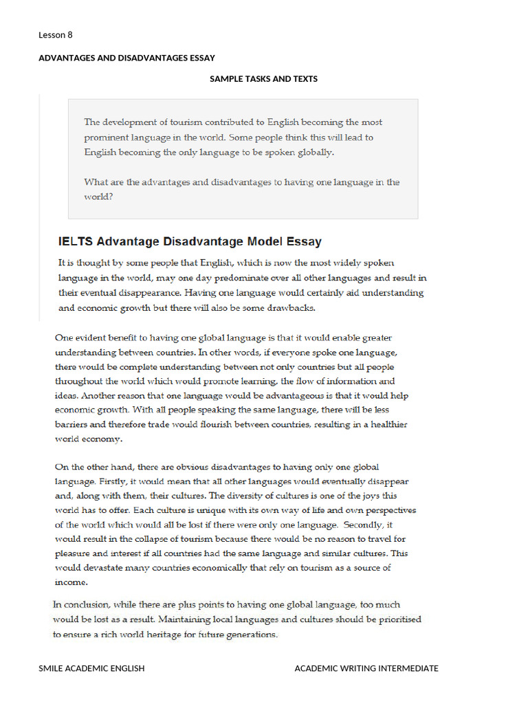 Advantages and Disadvantages Essay | PDF