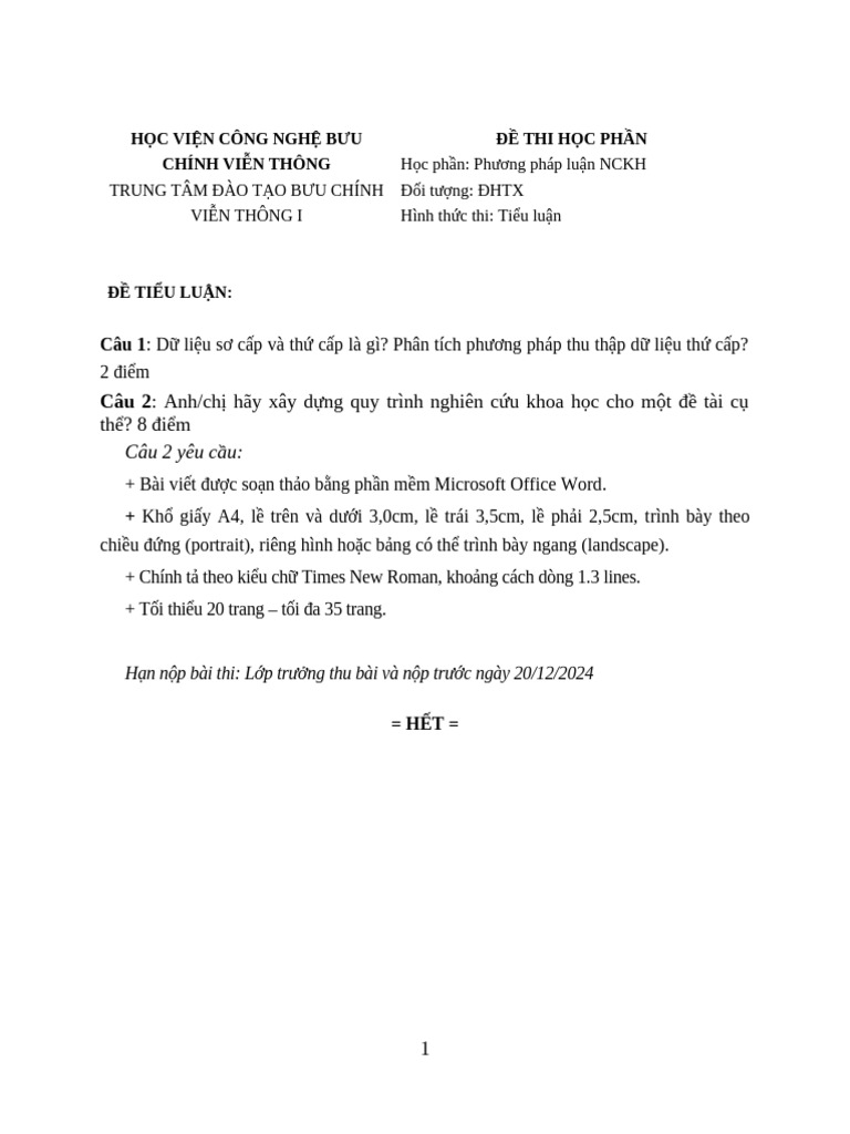 Đề Thi PPLNCKH | PDF